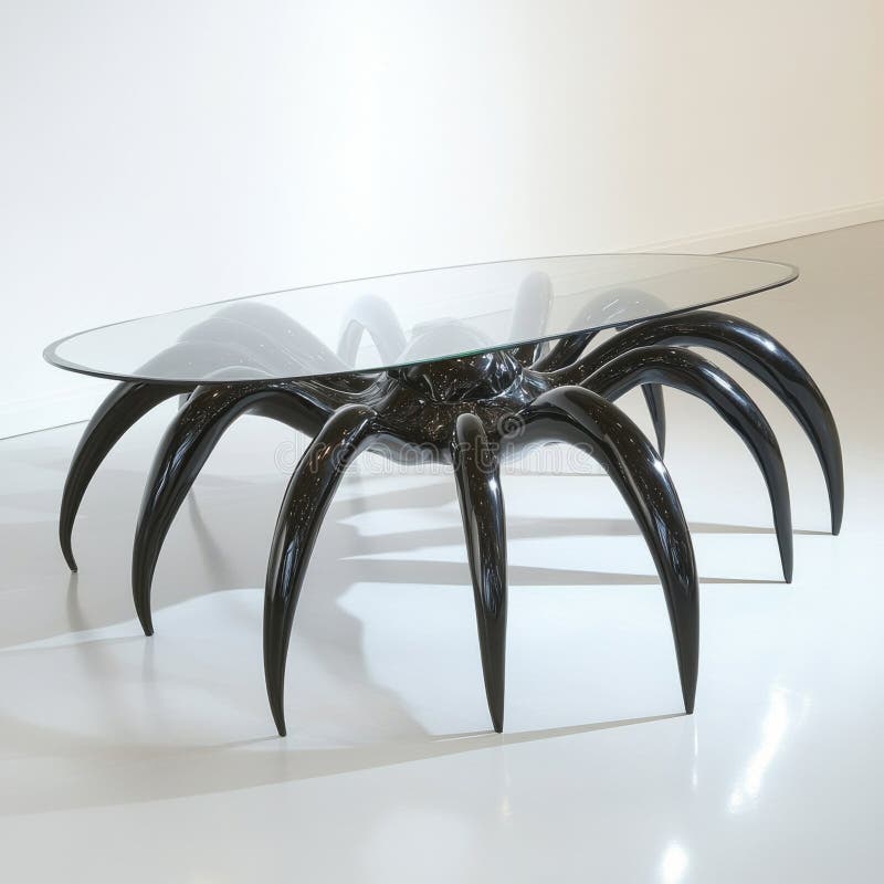A Glass Table with a Spider Like Design on it, AI Stock Photo - Image ...