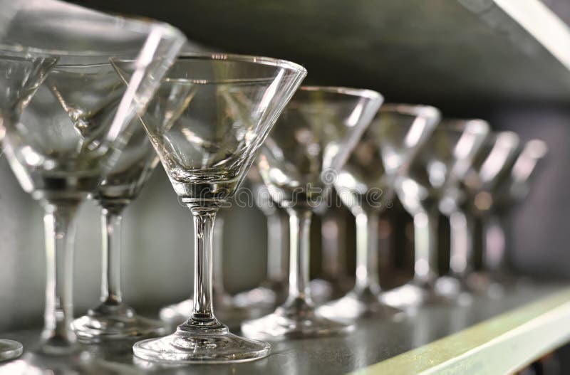 Glass Tableware in a Wooden Vintage Cupboard Stock Image - Image of ...