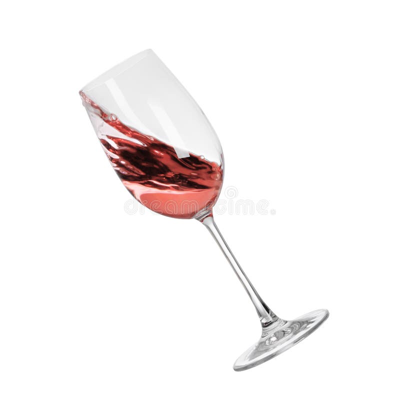 Glass with Tasty Dark Rose Wine Isolated on White Stock Image - Image ...