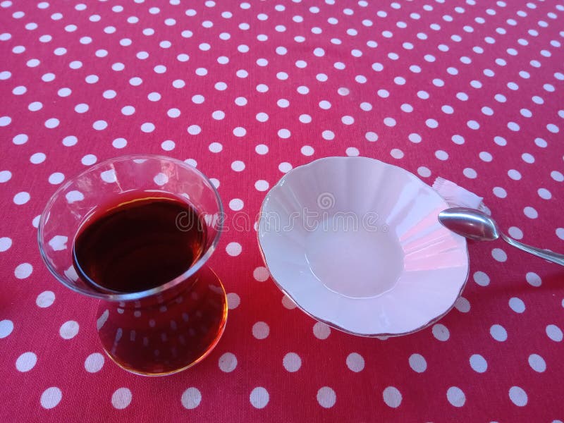 Glass of Tea, Plate and Spoon Together. Stock Image - Image of liquid ...