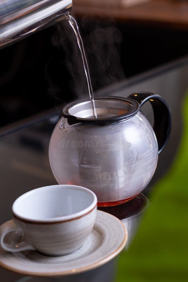 Glass Tea Pot Filled Whit Red Tea Stock Image - Image of health, herbal ...