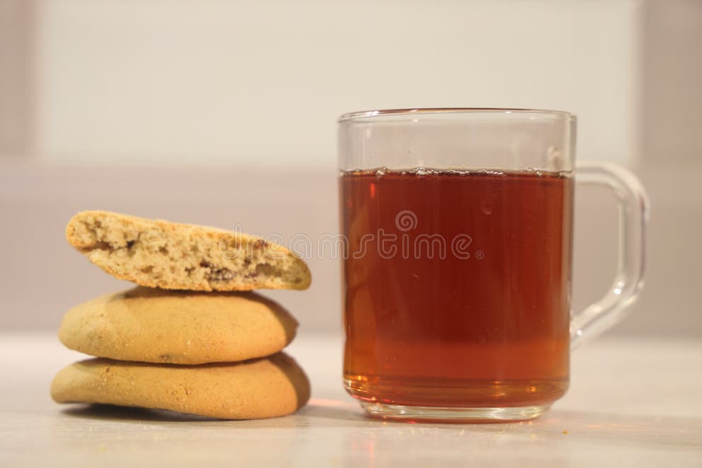 A Glass of Tea and a Stack of Cookies, Proper Nutrition. Stock Photo ...