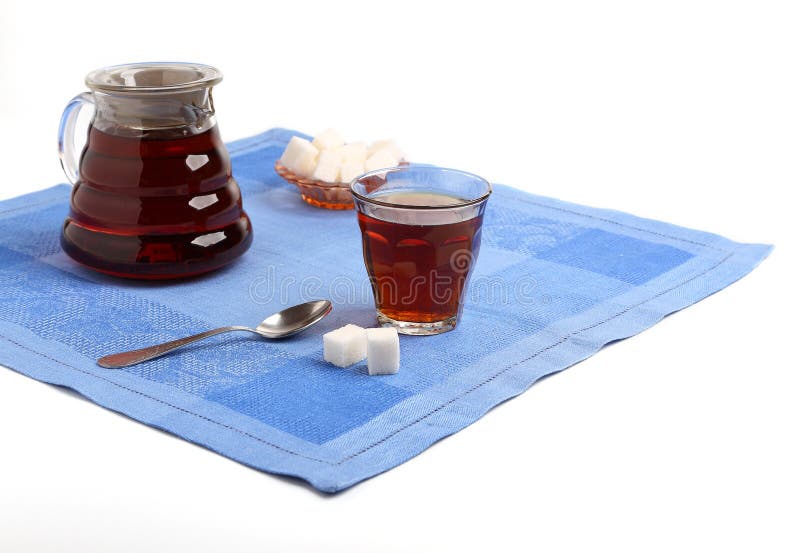 A Glass of Tea with Sugar on a White Background Stock Photo - Image of ...