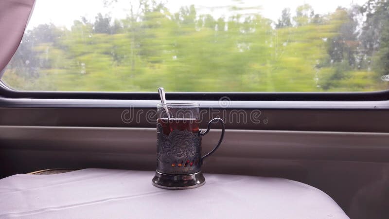 Glass of Tea on a Train Compartment Table. Stock Footage - Video of ...