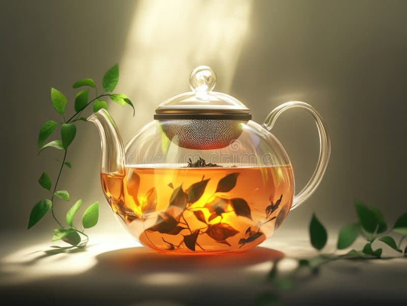 A Glass Teapot with a Tea Ball Inside, Ready for Brewing Stock Photo ...