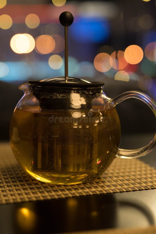 Glass Teapot for Tea with Handle Stock Image - Image of indoor, wooden ...