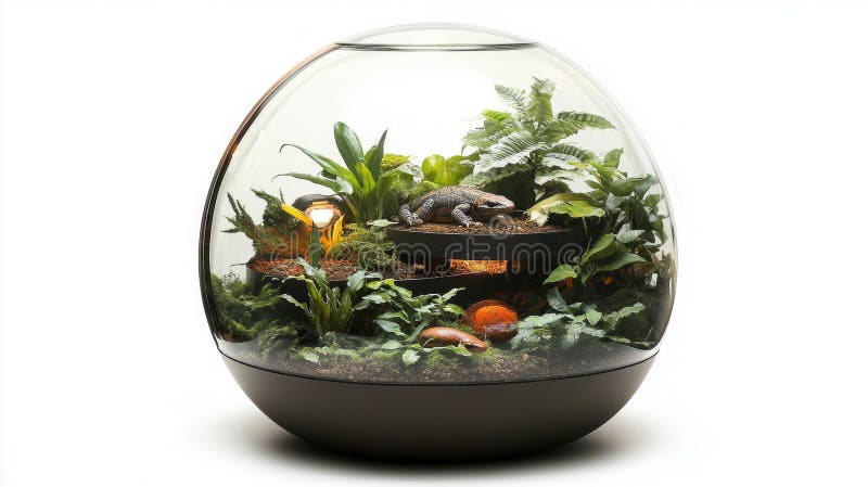 A Luminous Glass Terrarium with Vibrant Greenery and Colorful Plants ...