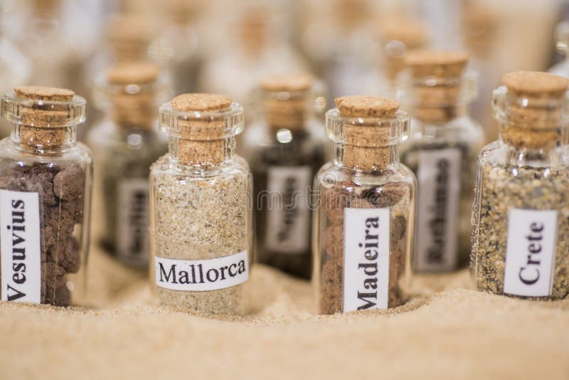 Glass Test-tube with Sand of Different Summer Vacation Countries Stock ...