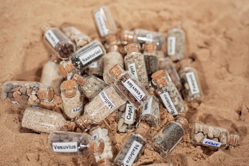 Glass Test-tube with Sand of Different Summer Vacation Countries Stock ...