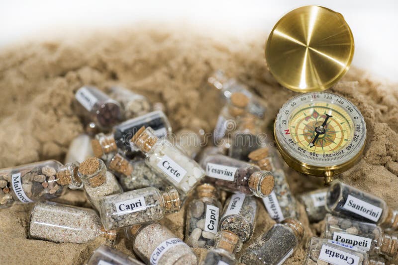 Glass Test-tube with Sand of Different Summer Vacation Countries ...