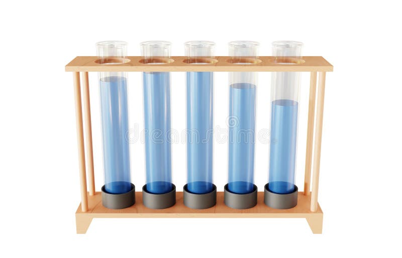 Glass Test Tubes with Blue Liquid Isolated on White Stock Image - Image ...