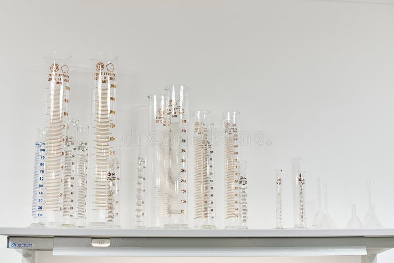 Glass Test Tubes on the Shelf in the Laboratory Stock Image - Image of ...