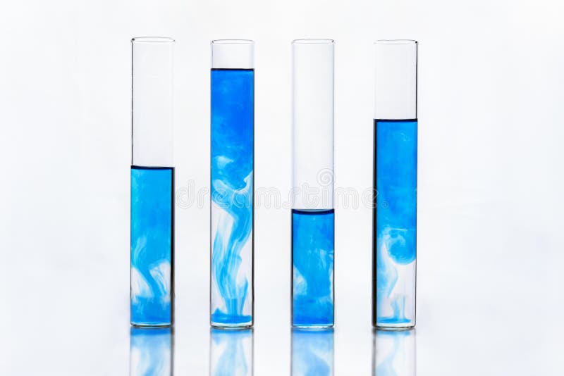 Glass Test Tubes or Flasks with Blue Liquid Stock Photo - Image of ...