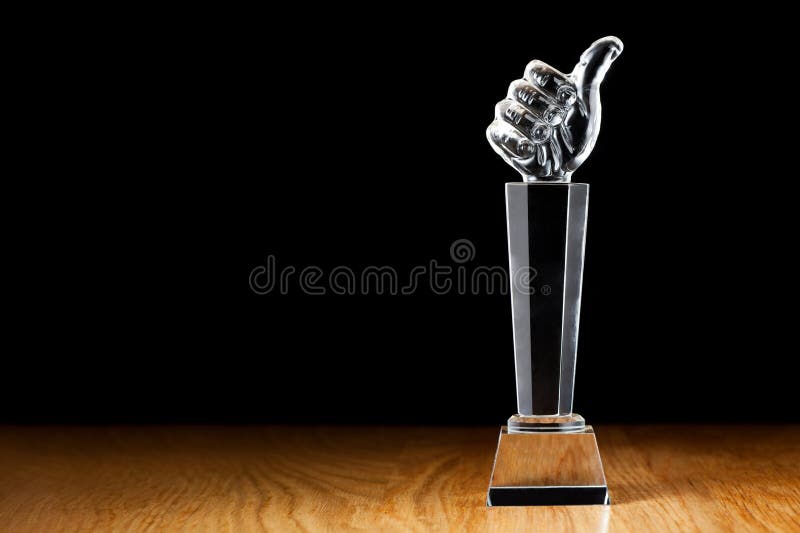 Glass thumb trophy stock image. Image of prize, template - 354076247