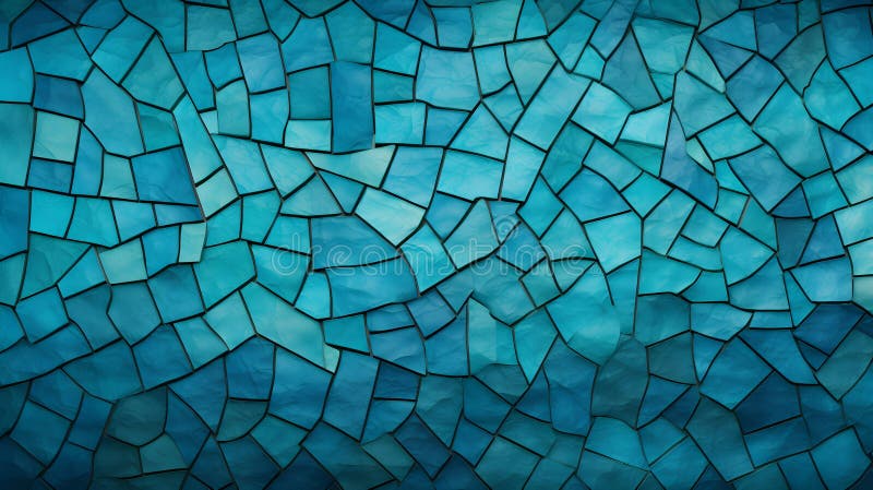 Top View of an Abstract Cyan Glass Mosaic Texture. Artistic Background ...