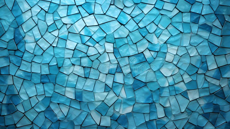 Top View of an Abstract Cyan Glass Mosaic Texture. Artistic Background ...