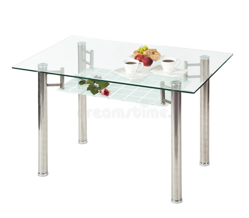 Glass top dining table stock photo. Image of glass, shelf - 18594476