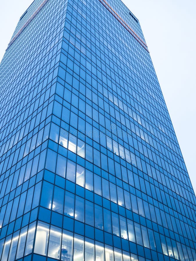 Glass Tower of Skyscraper in Blue Evening Twilight Stock Photo - Image ...