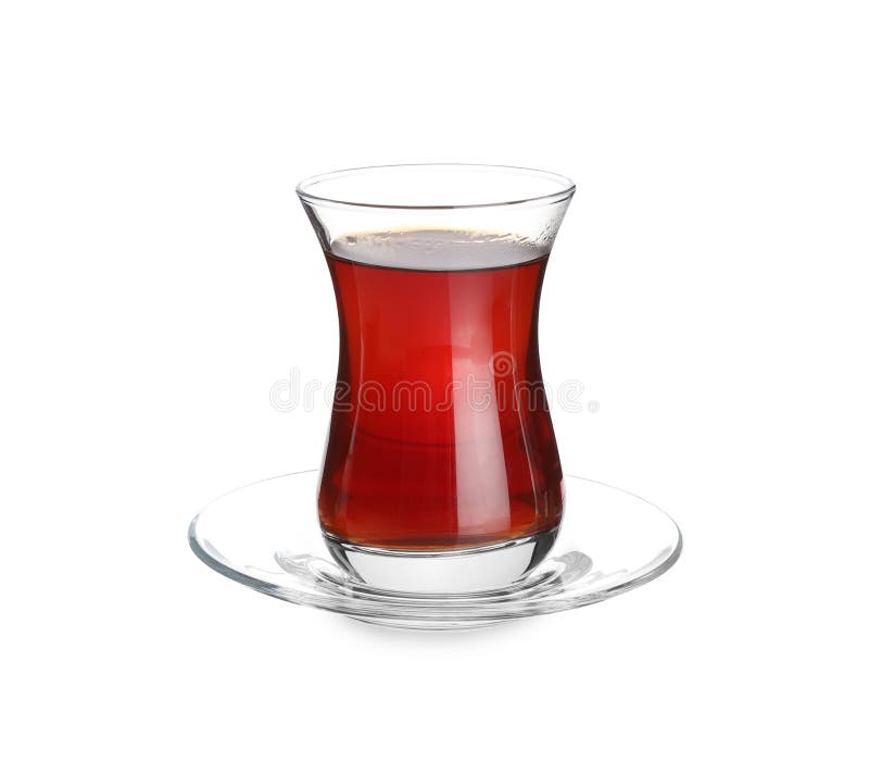Glass with Traditional Turkish Tea Isolated on White Stock Photo ...