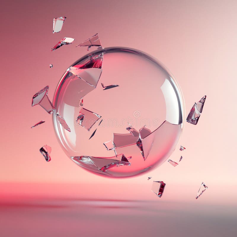 Glass Transparent Ball Breaking into Pieces Stock Illustration ...
