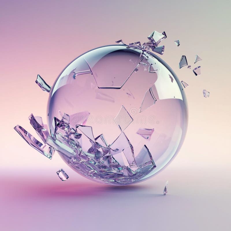 Glass Transparent Ball Breaking into Pieces Stock Illustration ...
