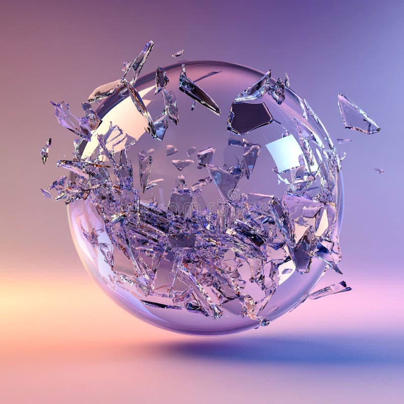 Glass Transparent Ball Breaking into Pieces Stock Illustration ...
