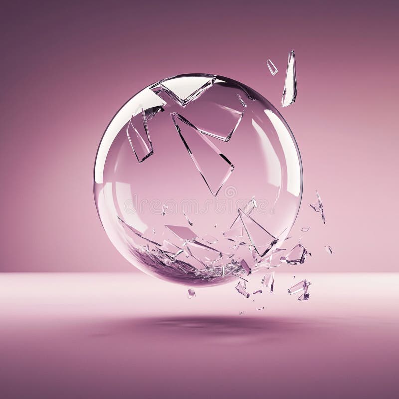 Glass Transparent Ball Breaking into Pieces Stock Illustration ...