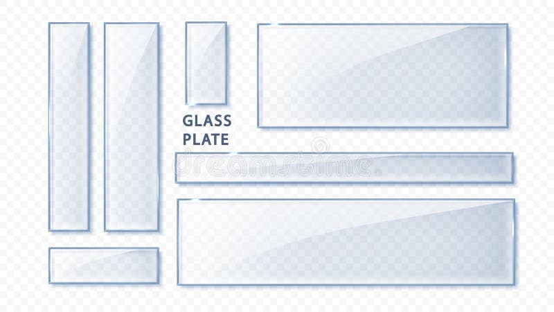Glass Transparent Banners Set Isolated. Realistic Glass Plate with ...