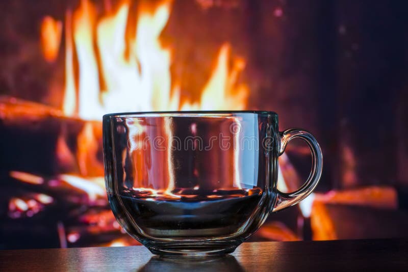Glass Transparent Cup On The Background Of Fire Fire Stock Image ...