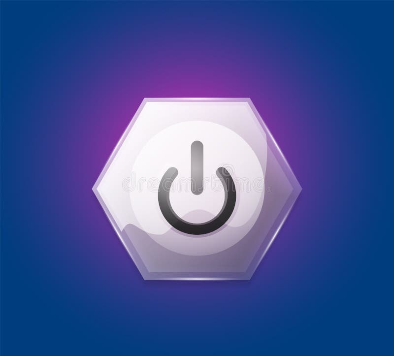 Glass Transparent Effect Power Start Button, on Off Icon, Vector UI or ...