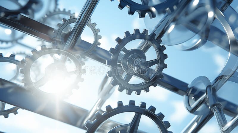 Glass Transparent Mechanisms Against a Light Blue Sky Stock ...