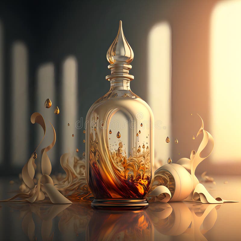 Glass Transparent Perfume Bottle with Orange Splashes of Liquid Inside ...