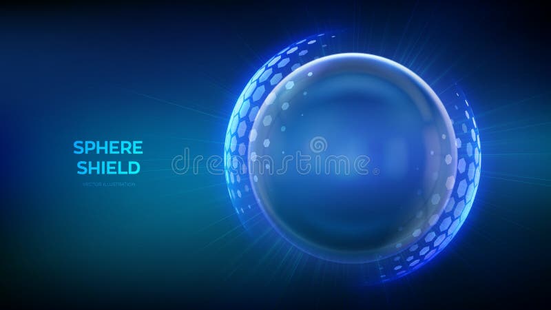 Glass Transparent Protection Sphere Shield. Sphere Shield with Hexagon ...
