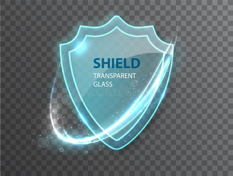Glass Transparent Shield. Protective Glass Shield with Reflection and ...