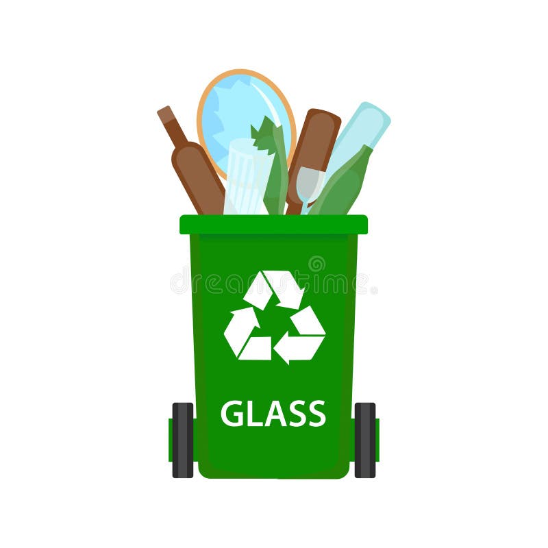 Glass Trash Can. Recyclable Waste Stock Vector - Illustration of glass ...