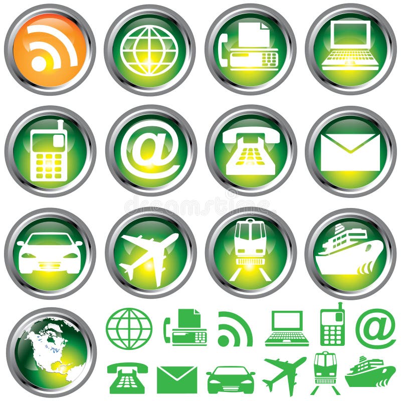 Telecom & Transportation Stock Vector - Illustration of headset, globe ...