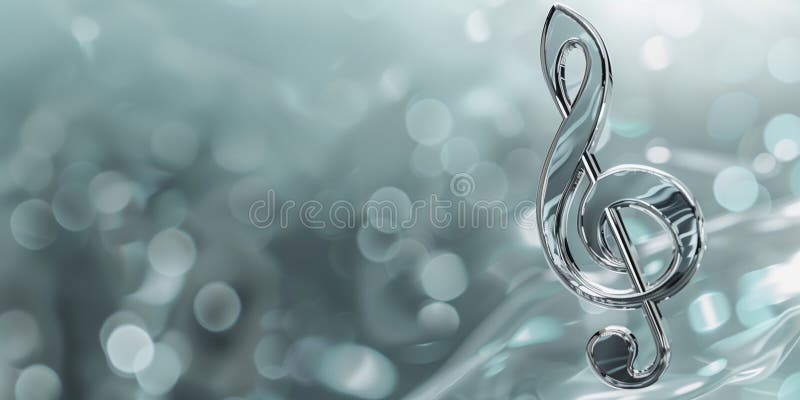 A Glass Treble Clef Floats Above a Blurry, Light Blue Background ...