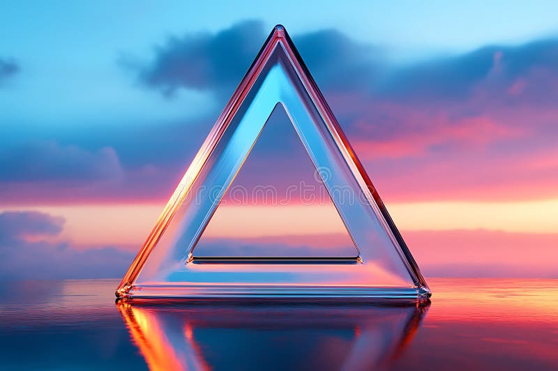 Glass Triangle Reflection Sunset Sky Abstract Stock Illustration ...
