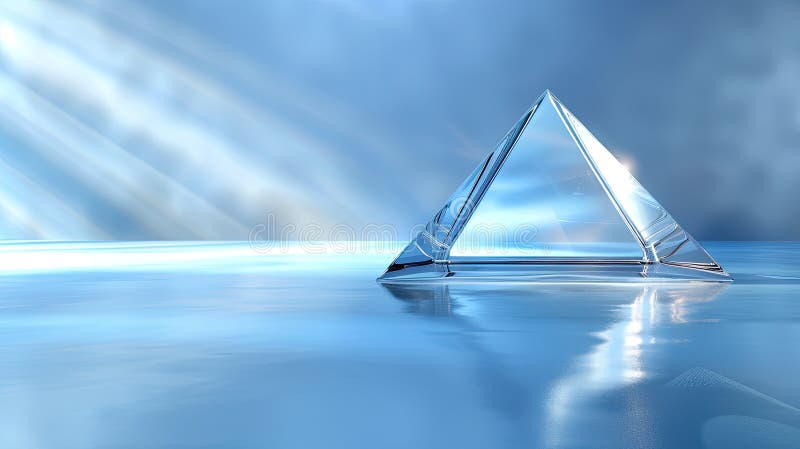 A Glass Triangle Trophy Against a Serene Light Blue Background ...