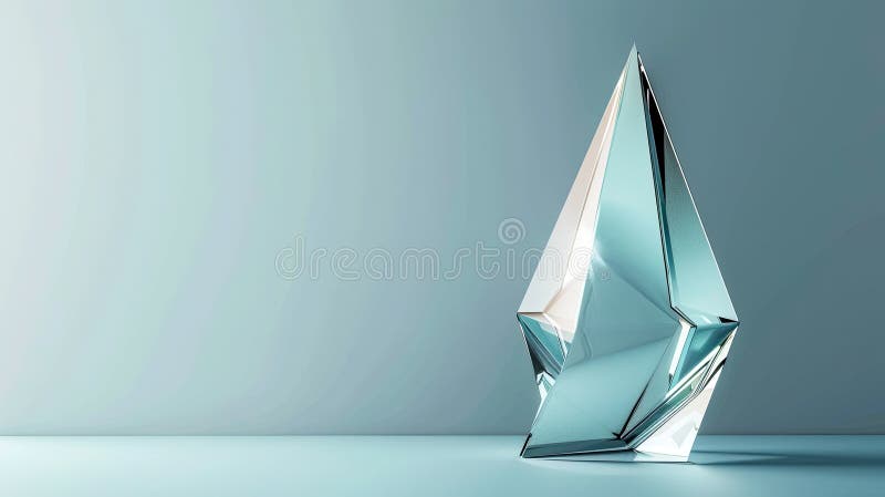 A Glass Triangle Trophy Against a Serene Light Blue Background ...