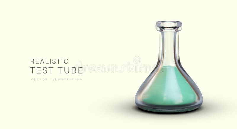 Glass Triangular Flask with Green Liquid. Realistic Erlenmeyer Flask ...