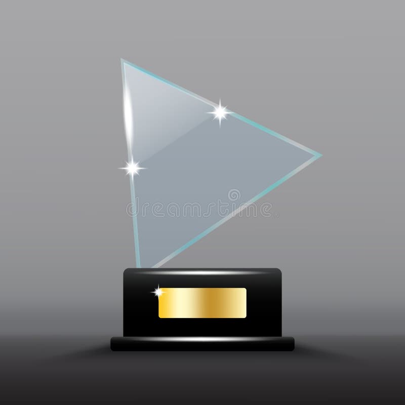 Glass Trophy Award. Transparent Triangular Shape with Shining ...