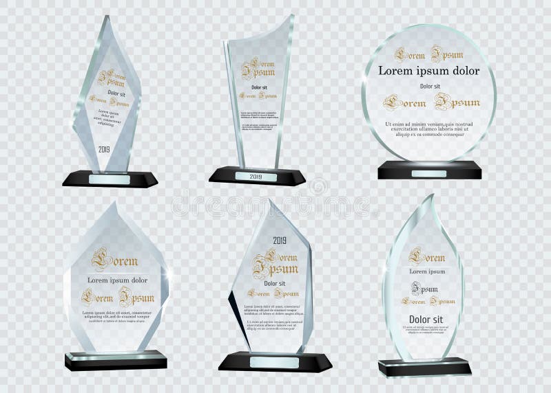 Glass Trophy Awards Template. Vector Prize Isolated on Transparent ...