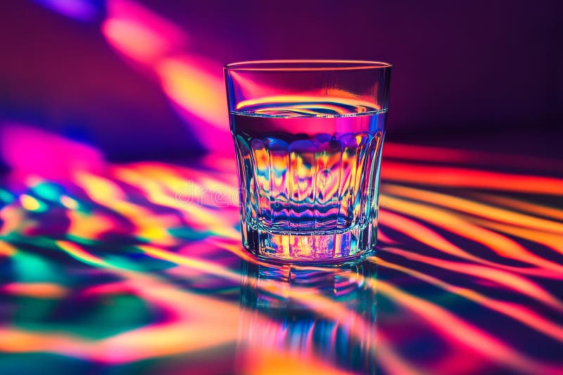 A Glass Tube, Filled with Lively Colored Lights, and a Reflective ...