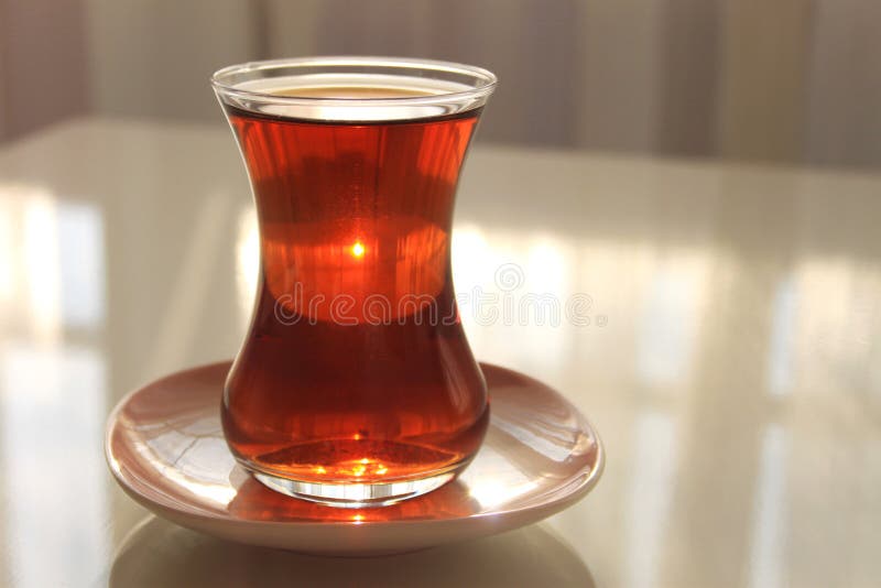 A Glass of Turkish Black Tea Stock Image - Image of beverages, glass ...
