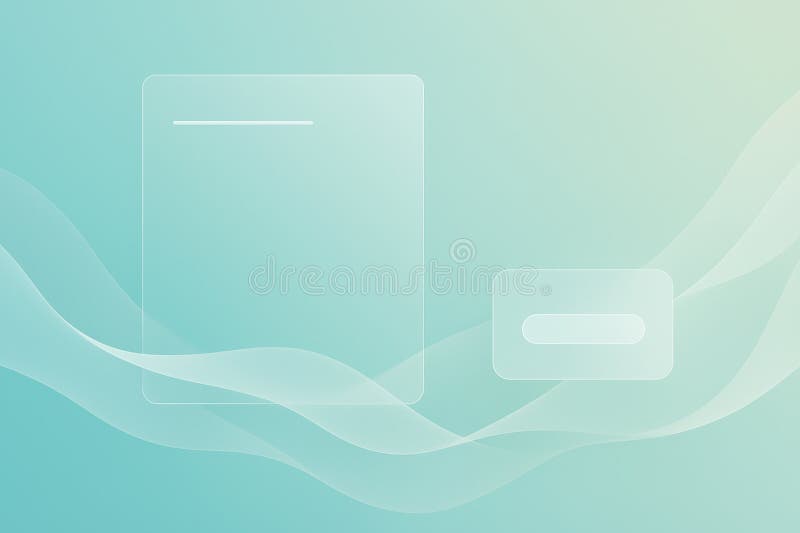 Glass UI Interface on Soft Mint Green Blue Background with Waves Stock ...