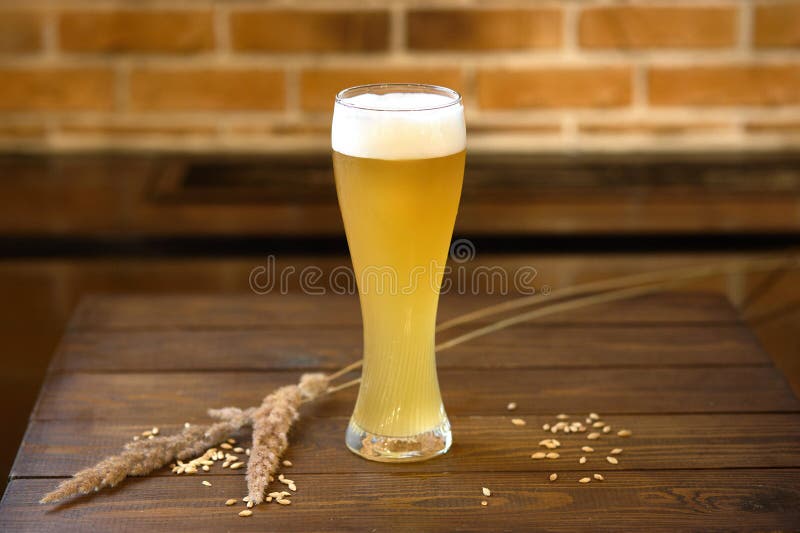 Glass of Unfiltered Wheat Beer Stock Photo - Image of witbier, brewery ...