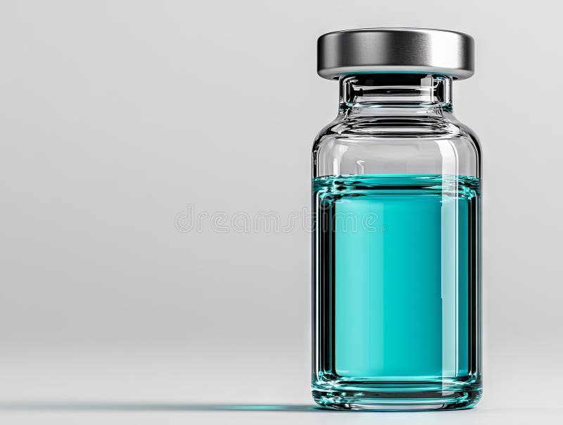 A Glass Vial Filled with Blue Liquid Sitting on a Table Stock ...