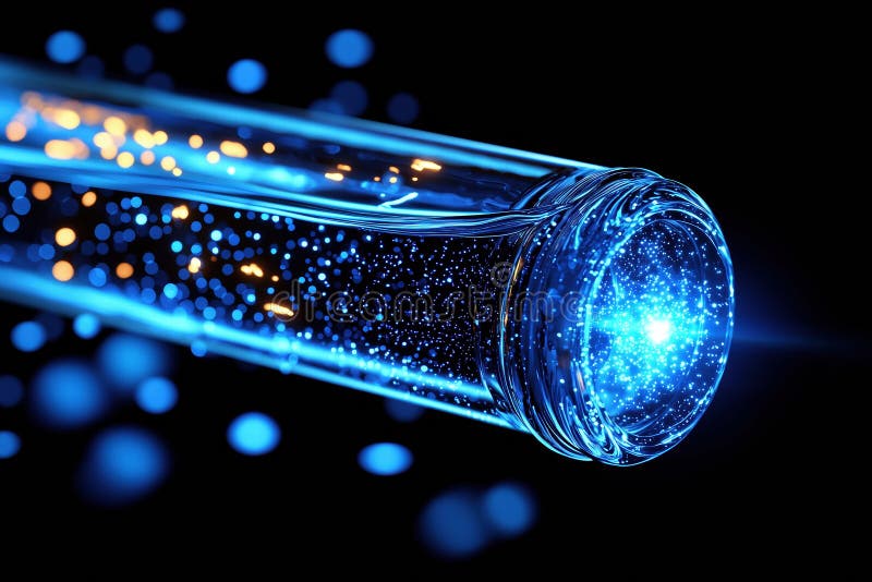 A Glass Vial Filled with Glowing Blue Particles, Creating a Mesmerizing ...