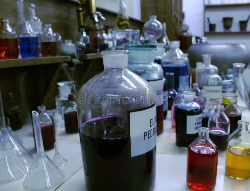 Glass Vial with Potion. Magic Elixir. Stock Image - Image of apothecary ...